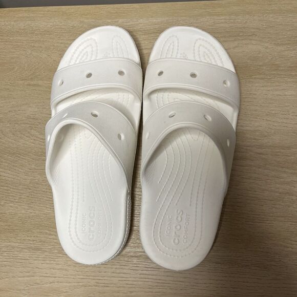 CROCS | Shoes | Crocs Classic Two Strap Sandal Slides White Mens 8 ...